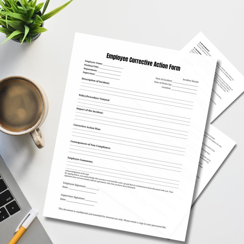 Employee Corrective Action Form Template – Editable Disciplinary ...