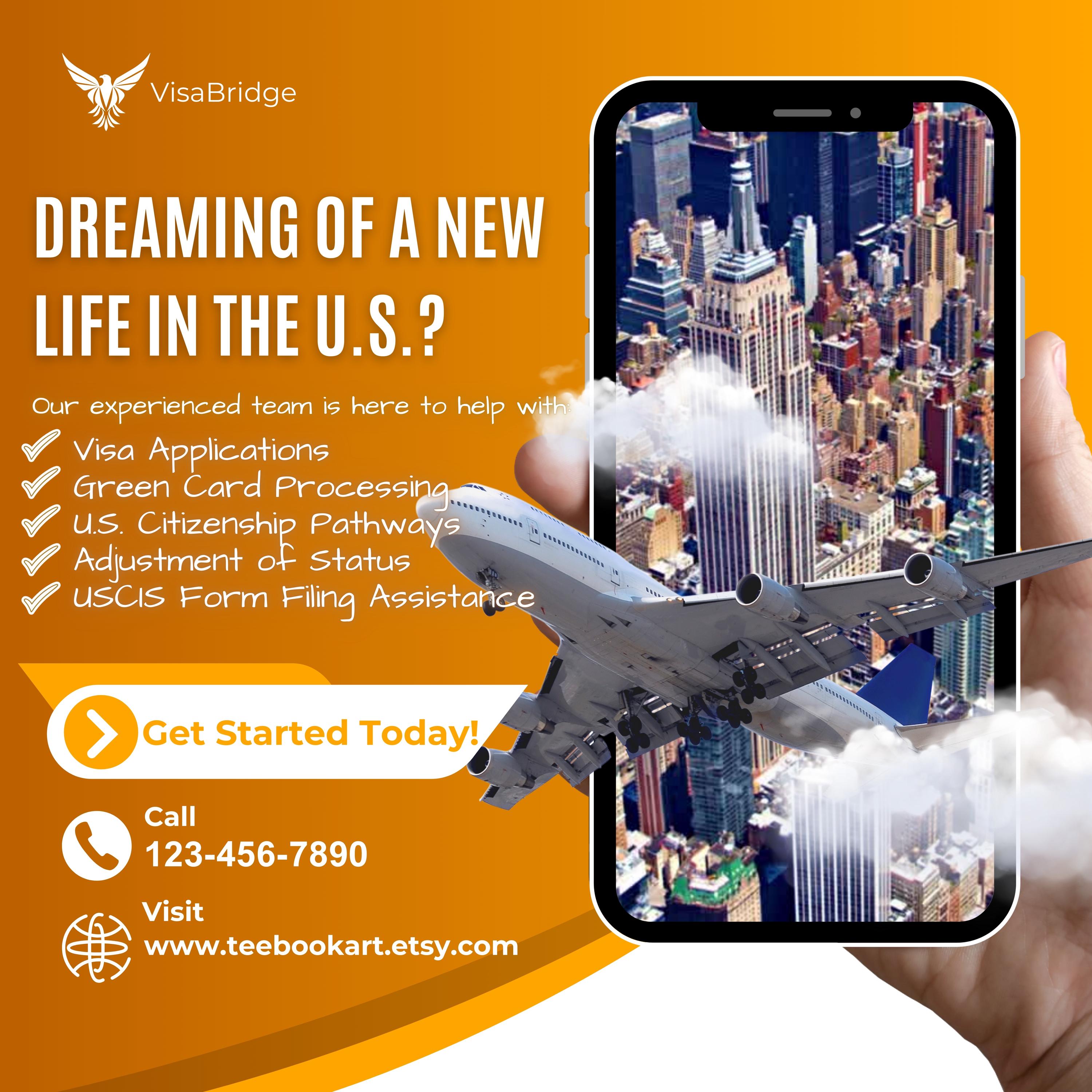 Immigration Template U.S. Visa and Green Card Assistance Digital Flyer ...