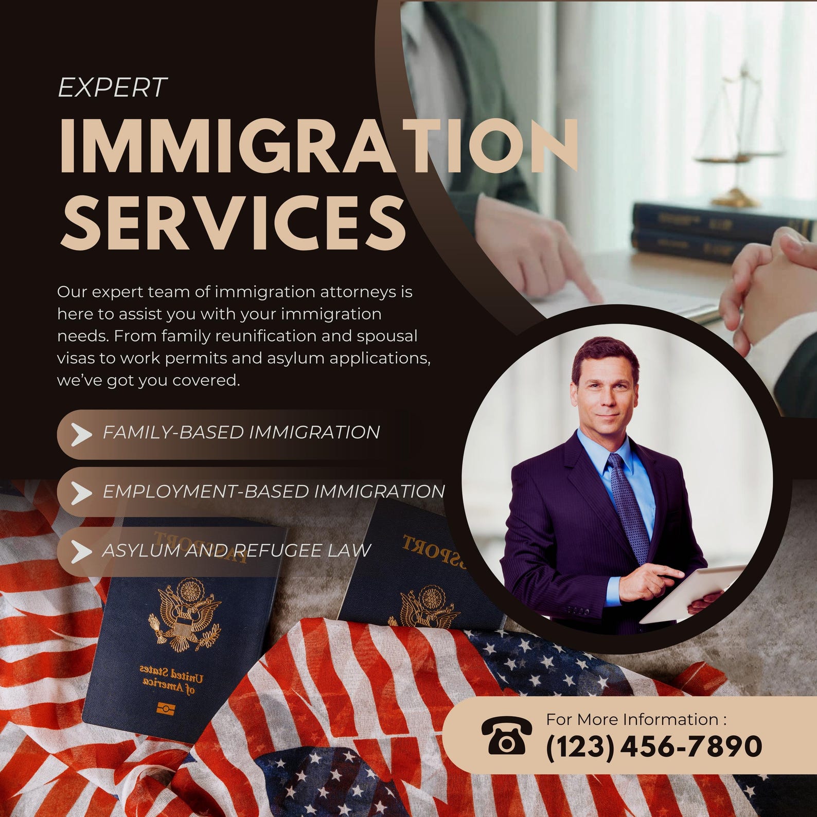 Immigration Legal Service Instagram Post – Editable Canva Template for ...
