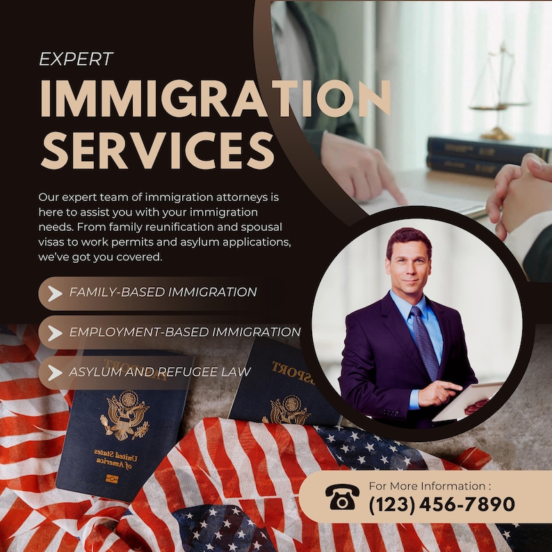 Immigration Legal Service Instagram Post – Editable Canva Template for ...