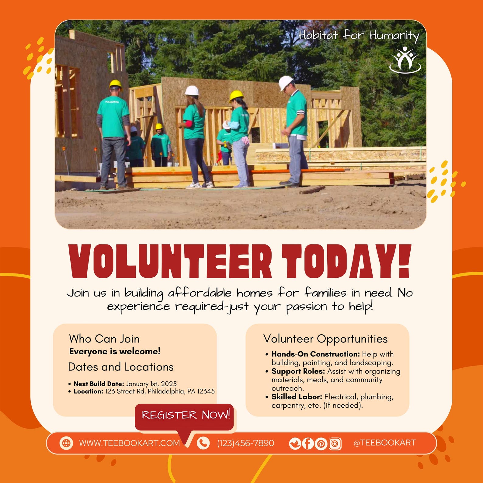 Volunteer Flyer Templates for Affordable Home Building & Community ...