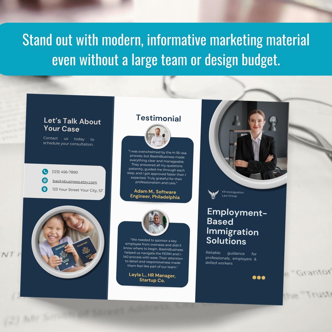 Bilingual Immigration Law Brochure Template: Editable Attorney Flyer ...
