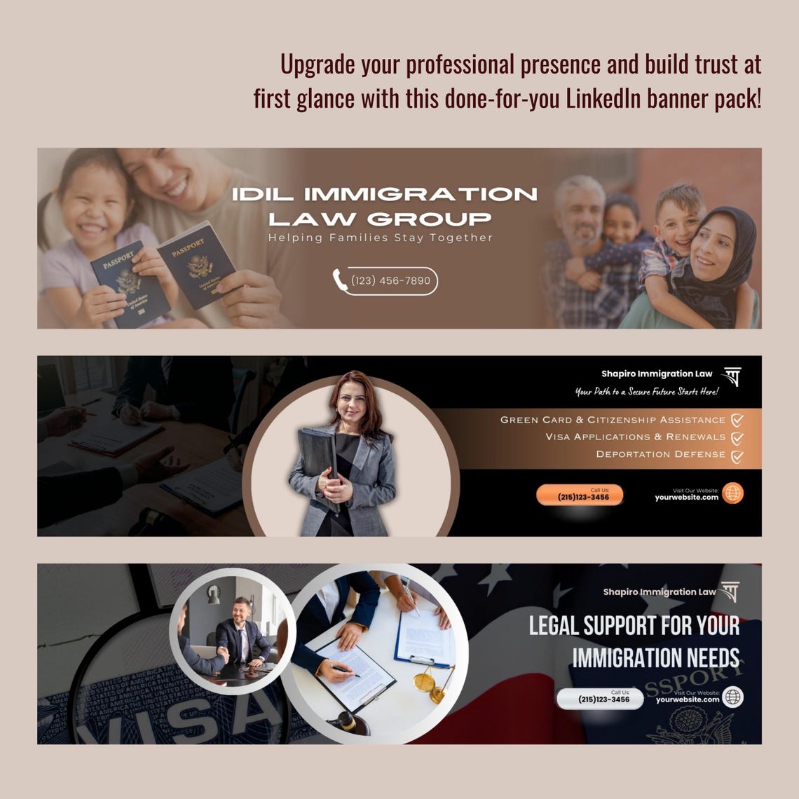 Linkedin Banner Templates for Lawyers – 3 Editable Canva Designs ...
