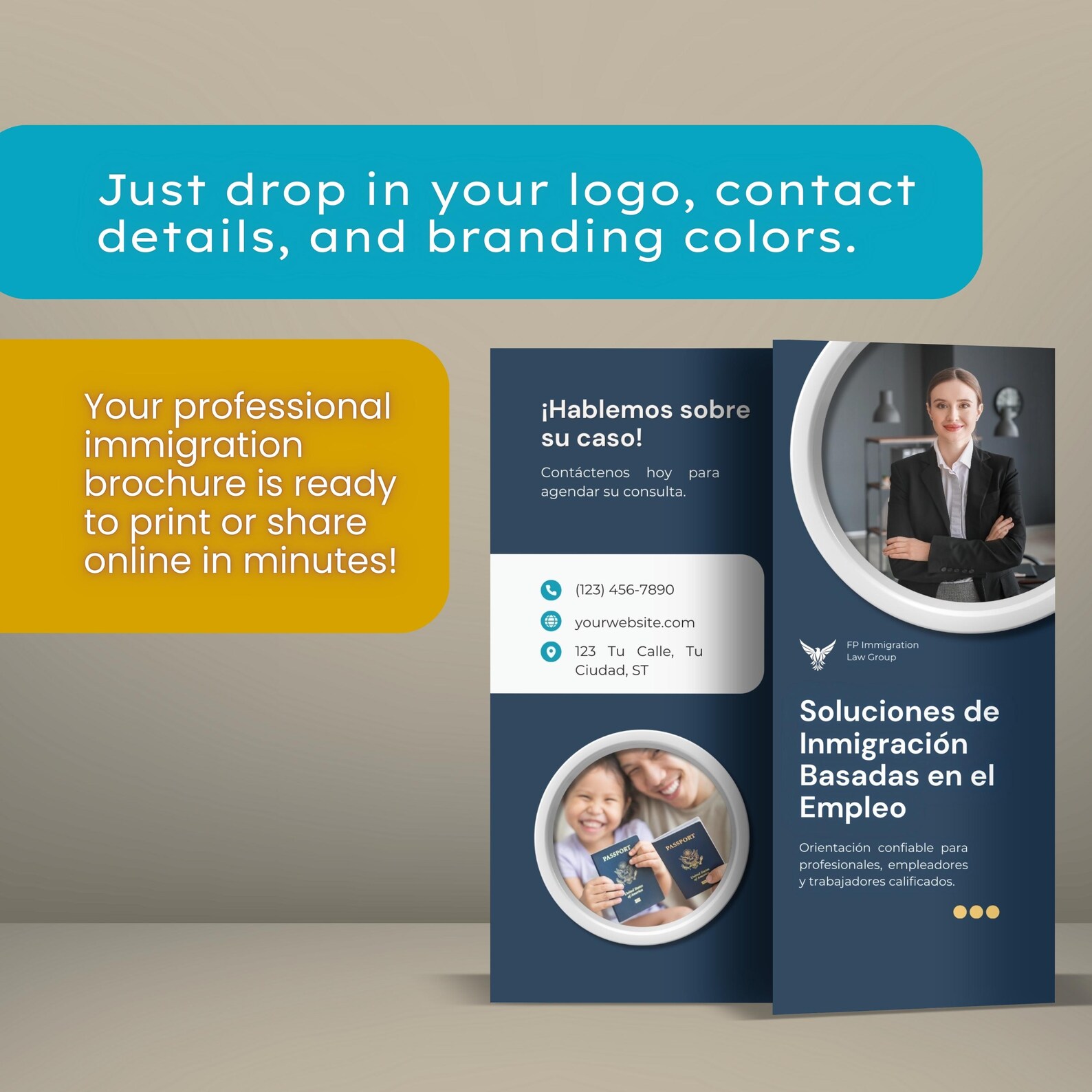 Bilingual Immigration Law Brochure Template: Editable Attorney Flyer ...