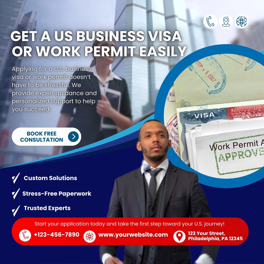 Immigration Template US Work Visa Permit Legal Service Advertising ...