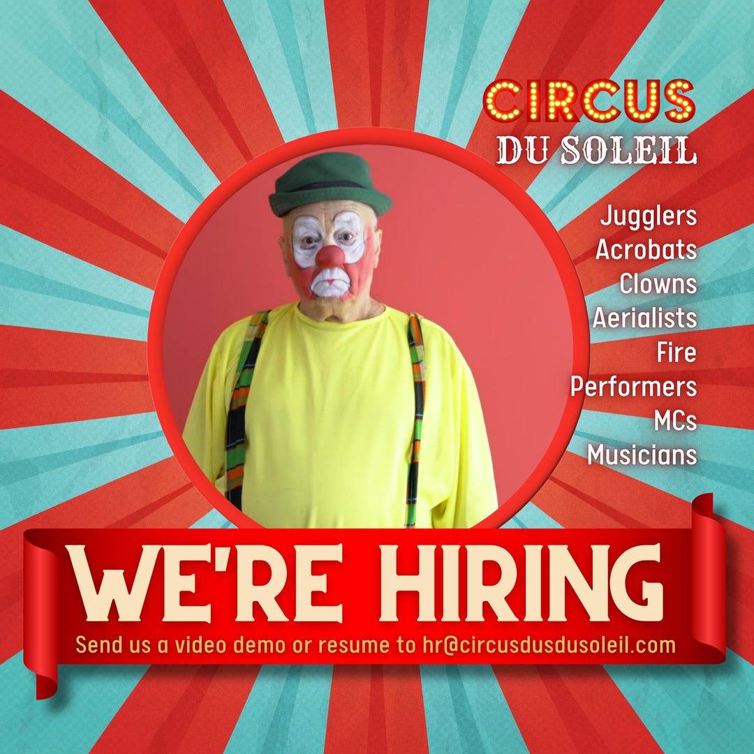 Circus Hiring Canva Templates | Video + Flyer | Editable Social Media N ...