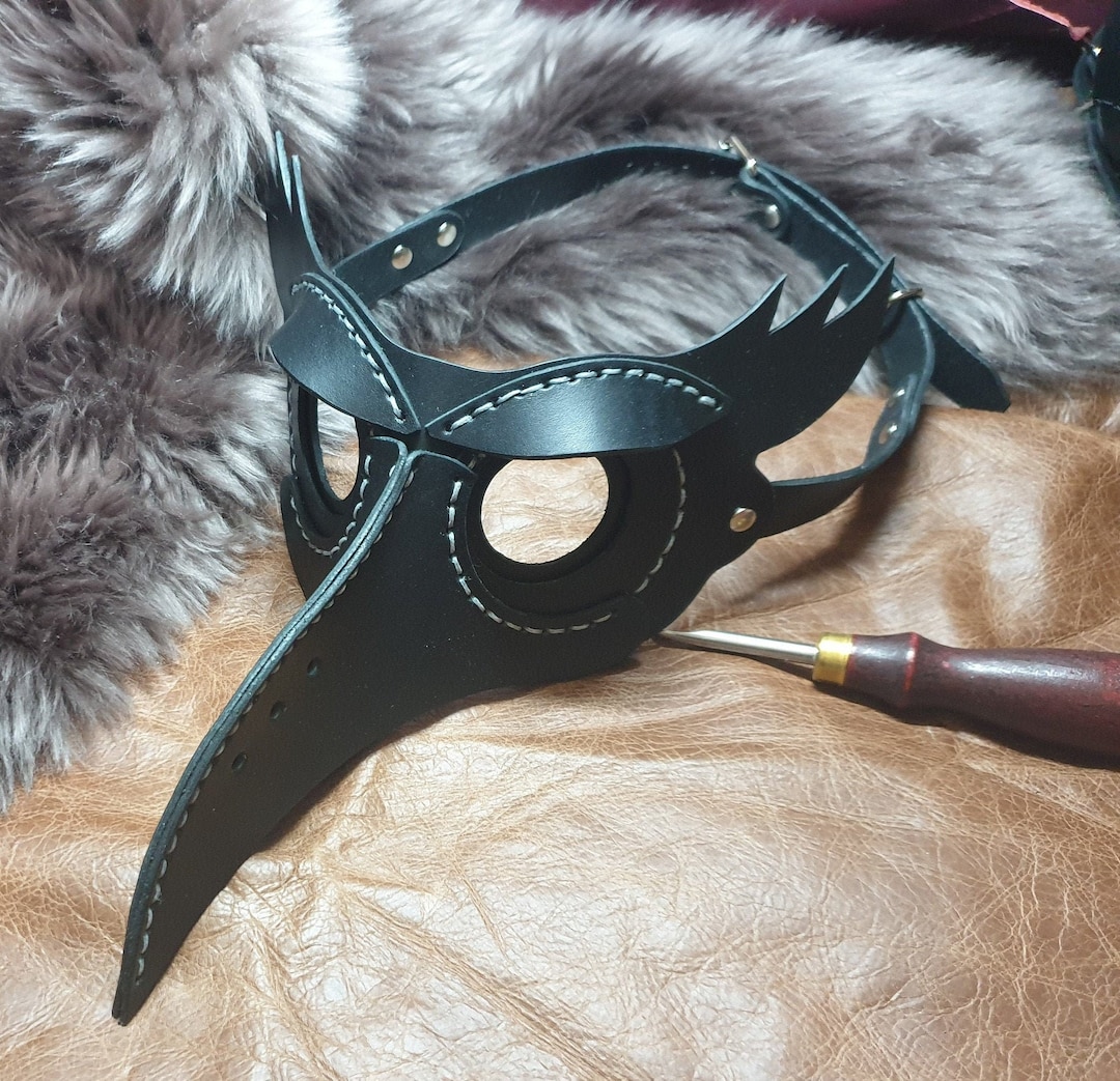 Steampunk Handmade Hand Stitched Genuine Leather Crow Bird Mask, Eye ...