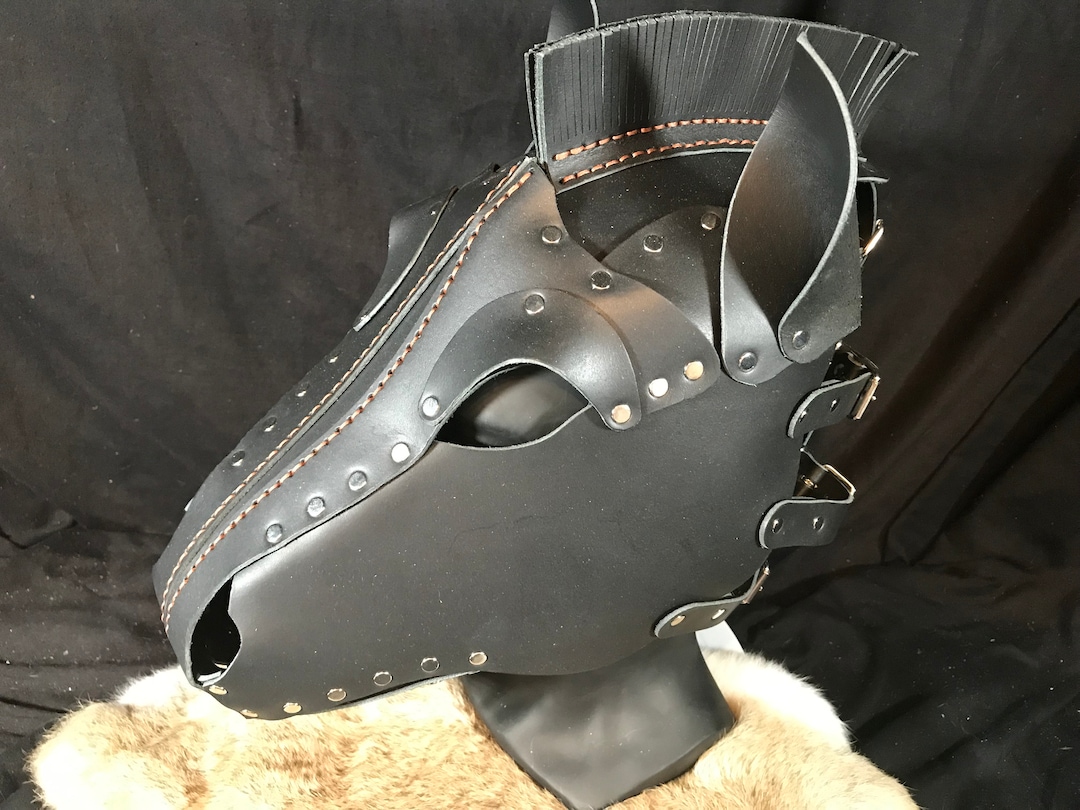 Genuine Leather Handmade Horse Pony Mask Hood Face Mask Black Leather ...