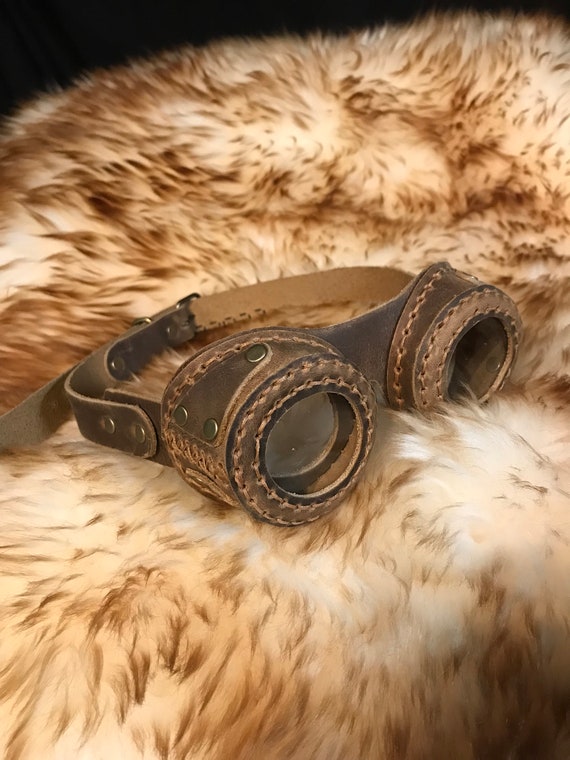 Steampunk Handmade Hand Stitched Genuine Leather Goggles - Etsy