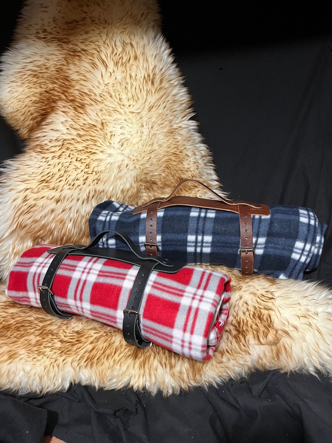 Leather Blanket Straps Steampunk Blanket Holder, Blanket Included ...