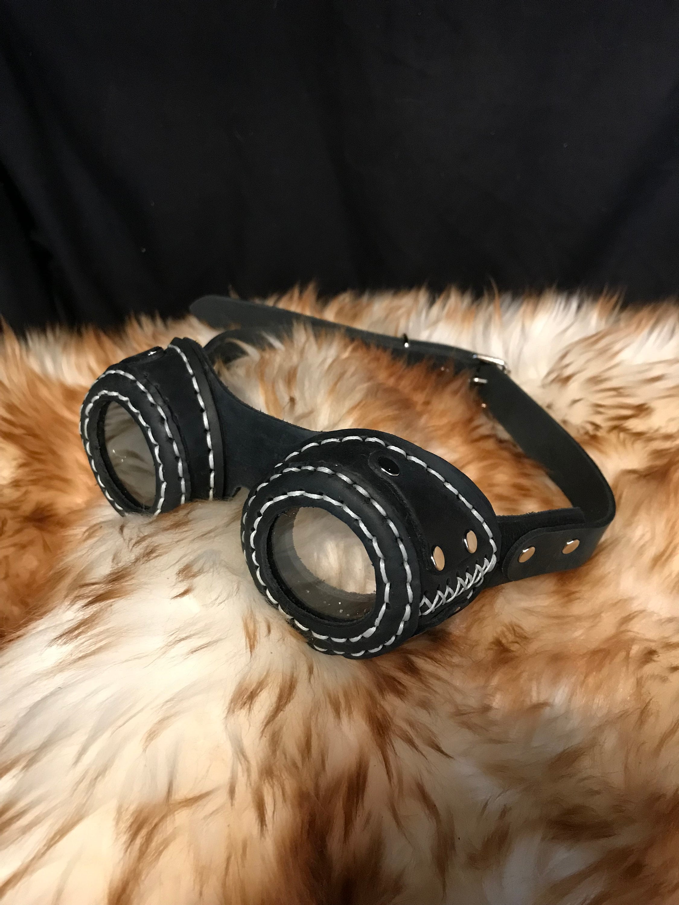 Steampunk Handmade Hand Stitched Genuine Leather Goggles Solid - Etsy