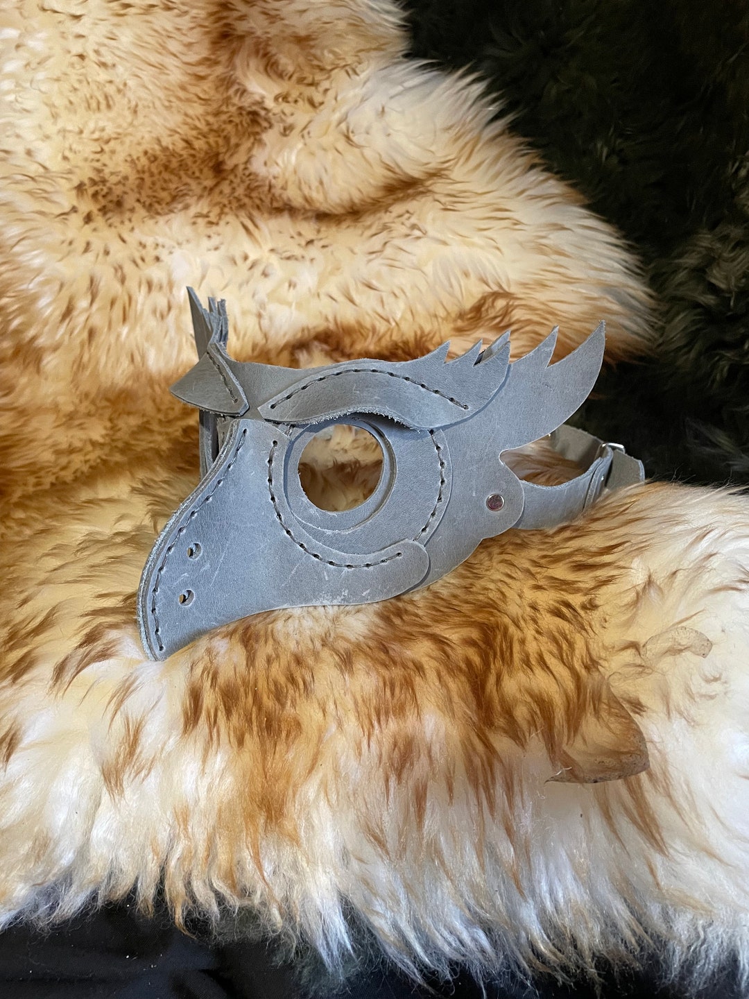 Ready to Ship Genuine Leather Hand Stitched Steampunk Owl Bird Mask ...