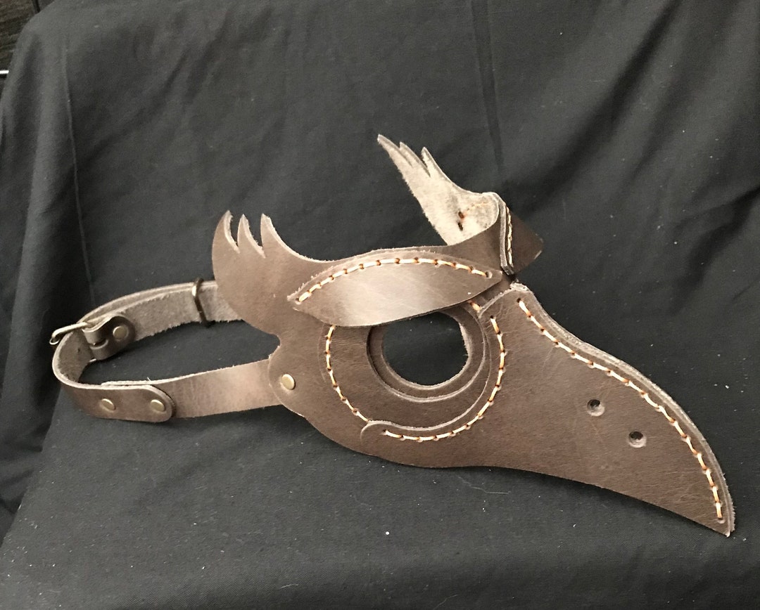 Dark Grey Leather Eagle Bird Face Mask Genuine Leather Steampunk ...