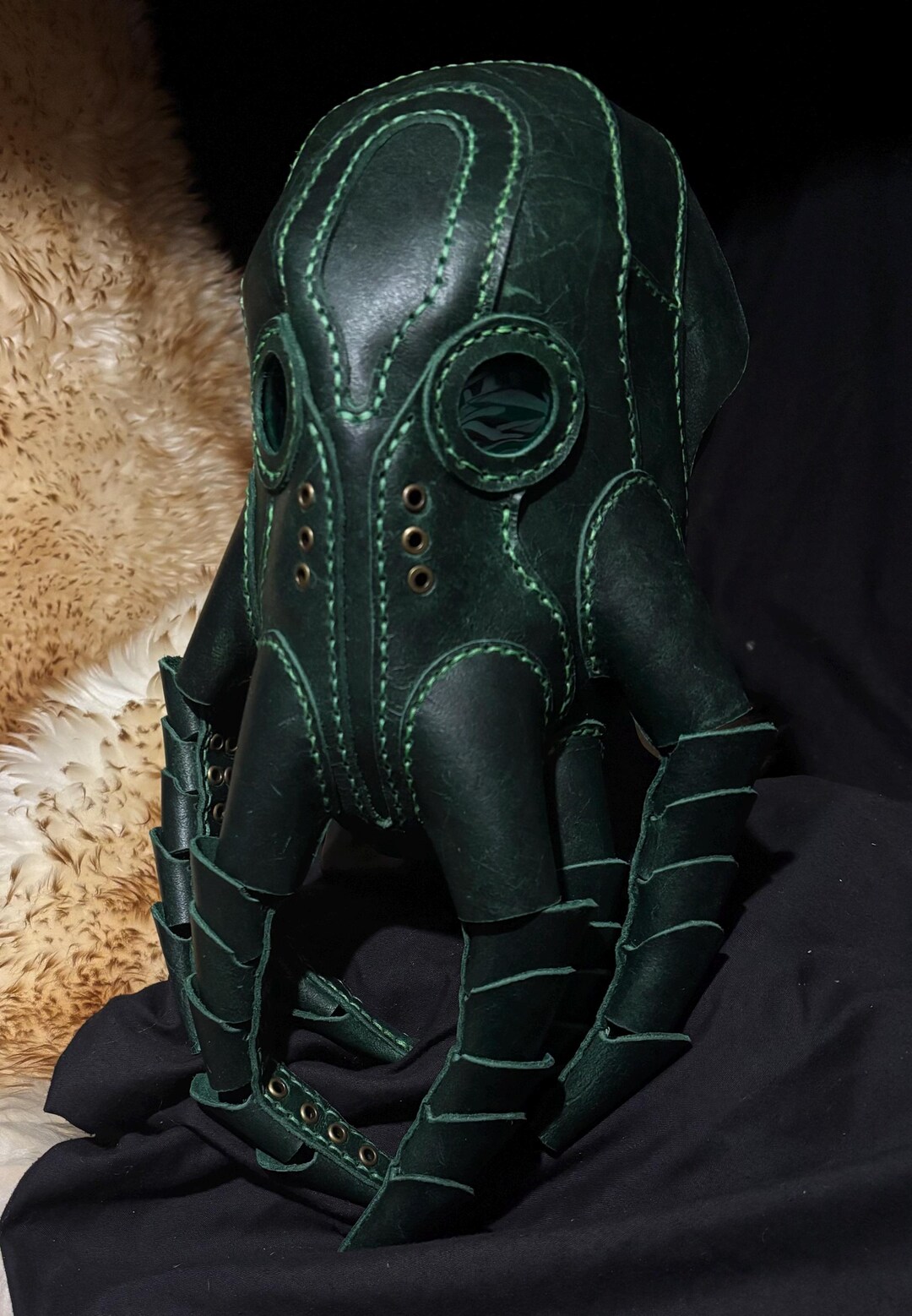 Ready to Ship Green Cthulhu Mask Genuine Leather Hand Stitched ...