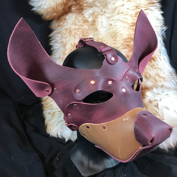 Red Leather Dog Mask - Etsy