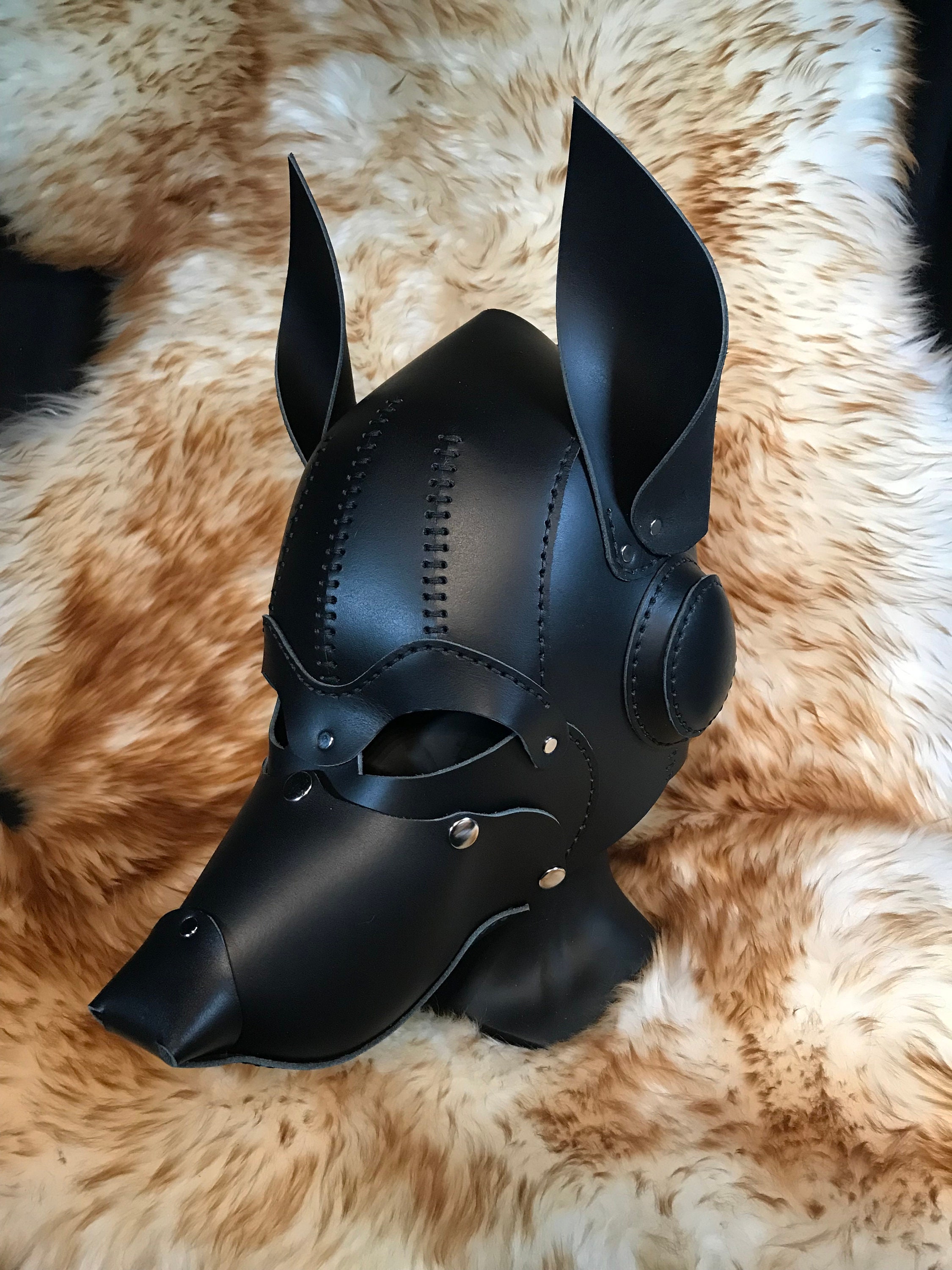 Genuine Leather Handmade Dog Pup Fox Foxy Mask Puppy Petplay | Etsy