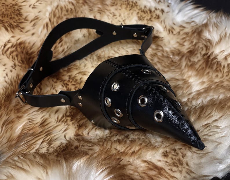 Ready to Ship Shiny Black Plague Doctor Beak Face Mask Costume ...