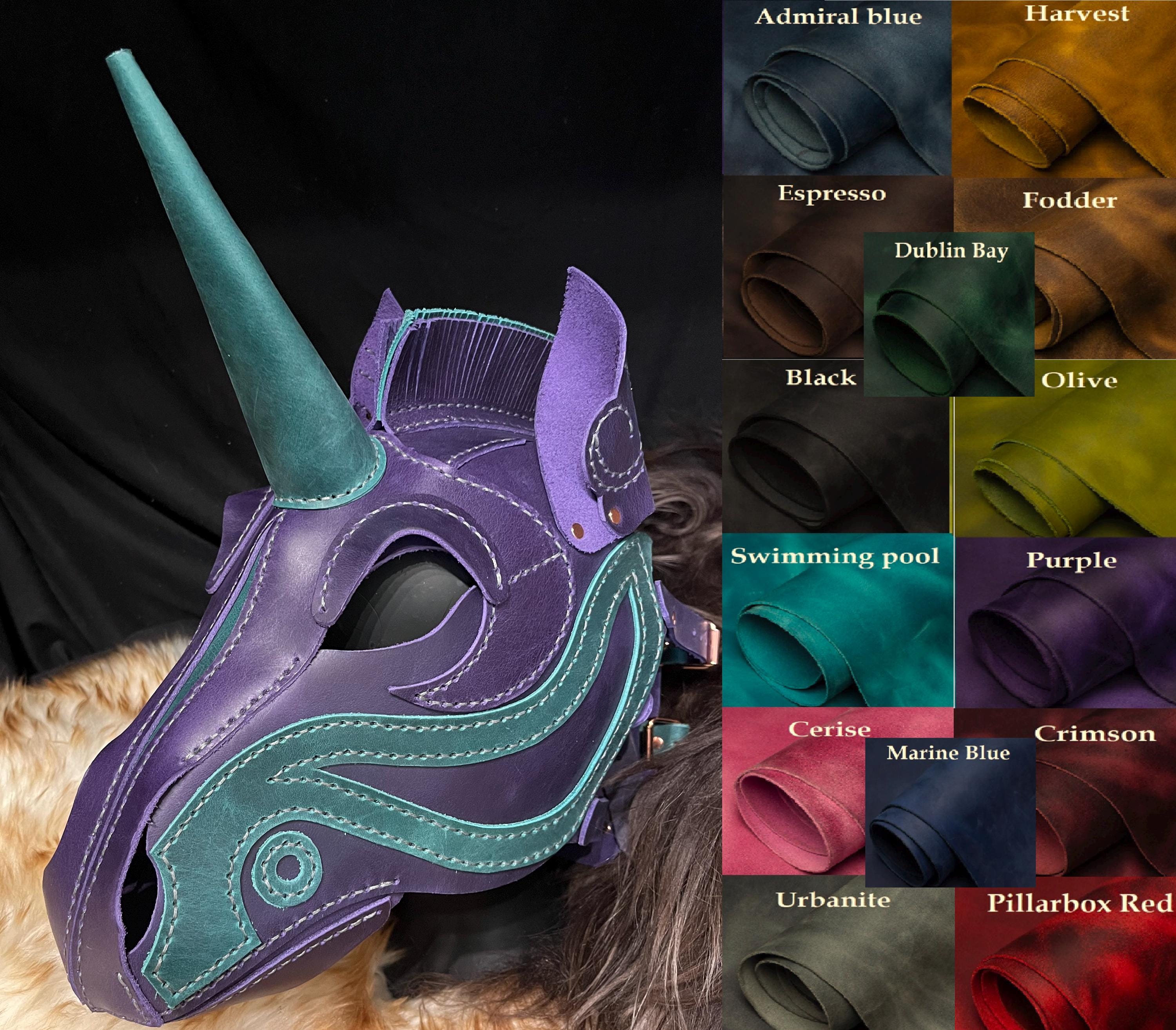 Genuine Leather Handmade Unicorn Horse Mask Hood Custom Face Mask Pick ...