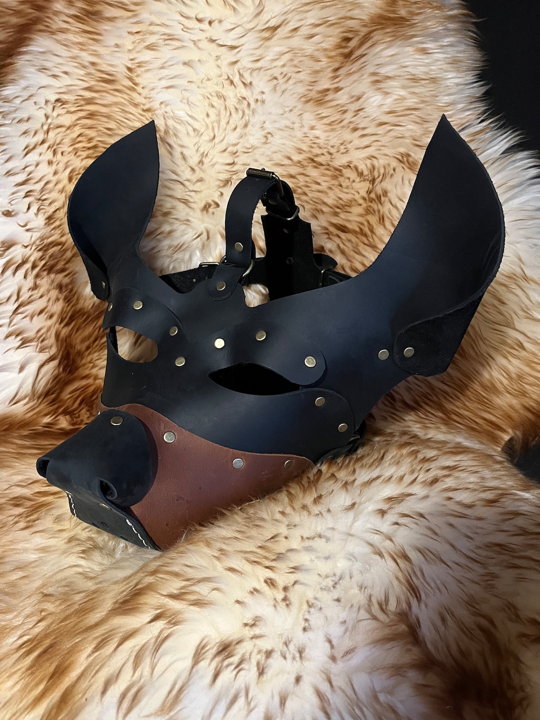 Genuine Leather Handmade Dog Pup Face Mask Puppy Black Brown Tan ...