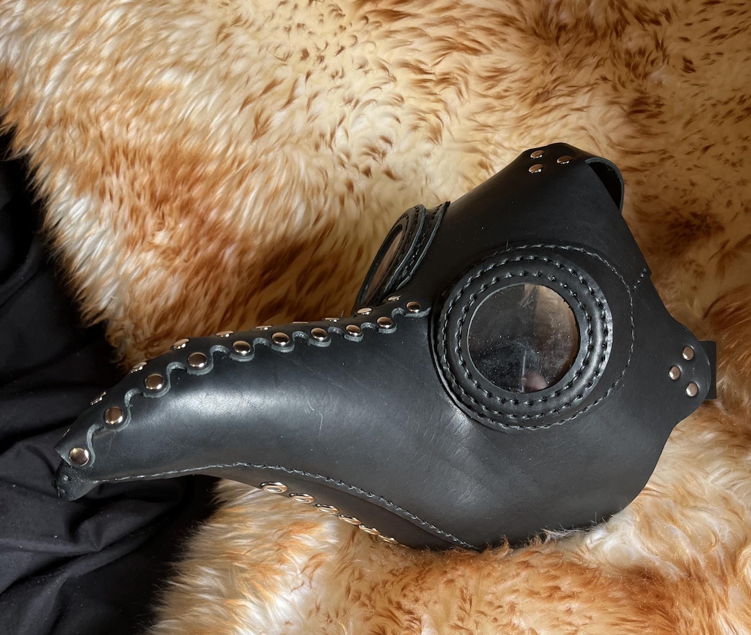 Genuine Leather Handmade Hand Stitched Black Leather Plague Mask ...
