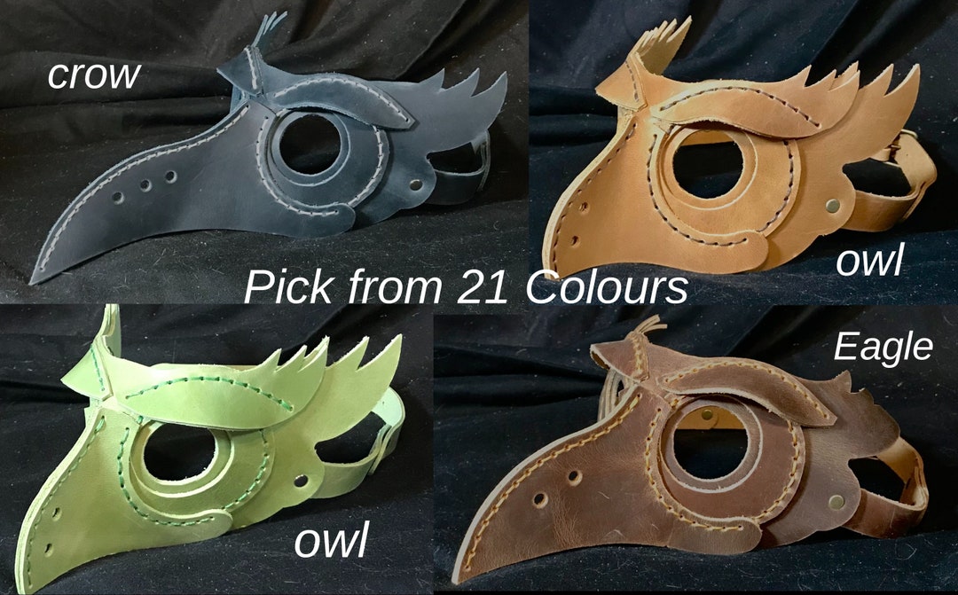 Steampunk Hand Stitched Genuine Leather Crow, Eagle or Owl Bird Eye ...