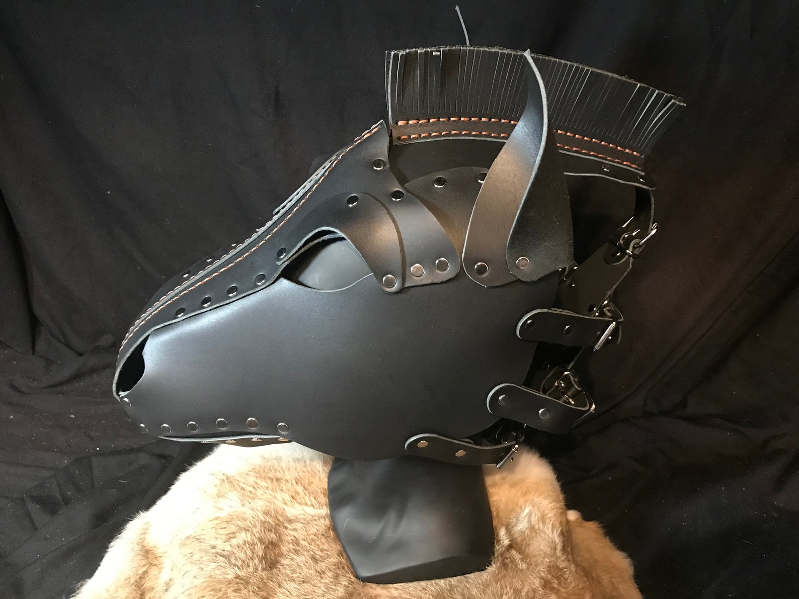 Genuine Leather Handmade Horse Pony Mask Pony Hood Custom Leather ...