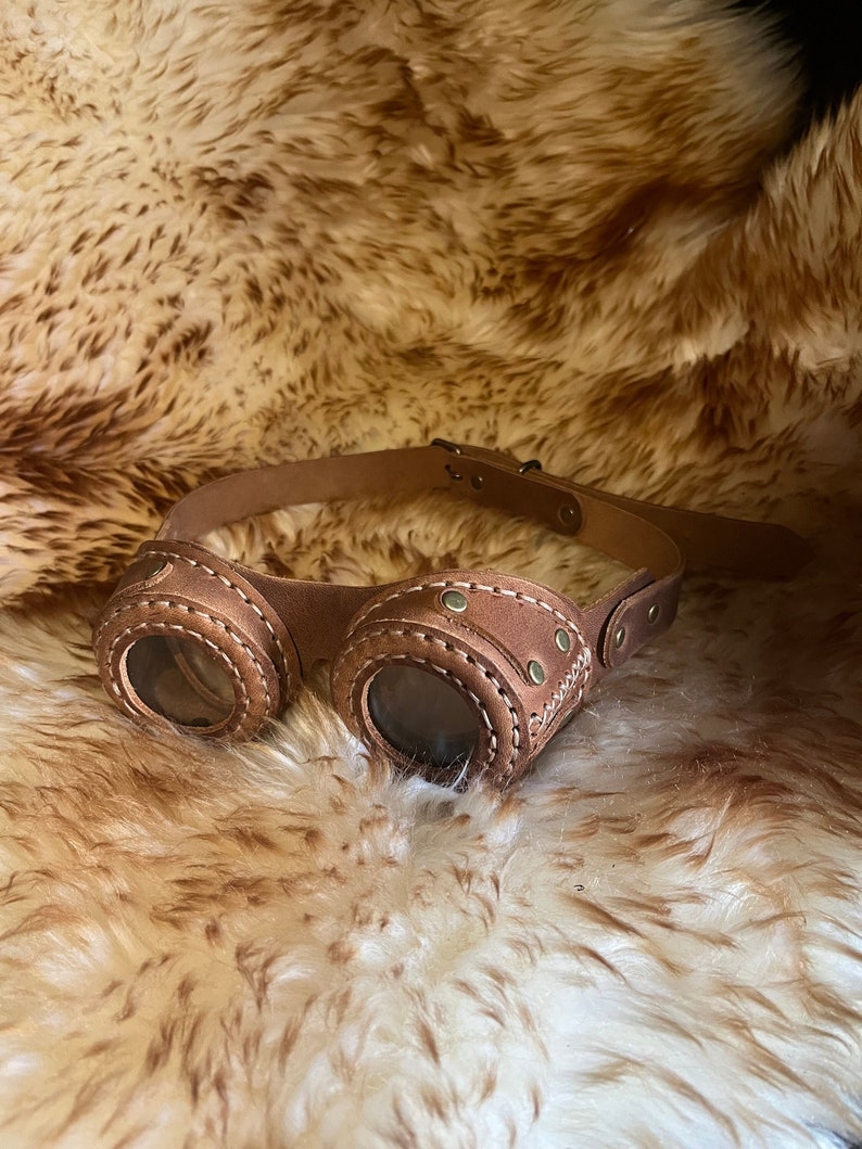 Ready to Ship Leather Acorn Goggles Brown Steampunk Handmade Hand ...