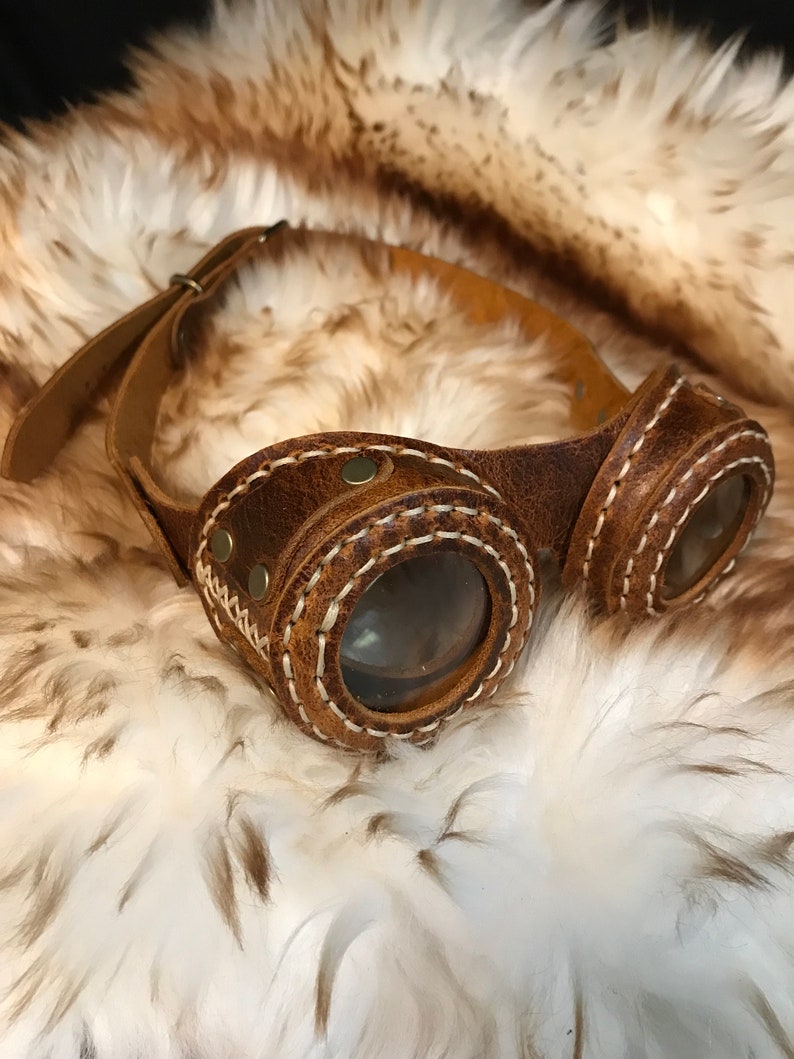 Ready to Ship Leather Goggles Coach Brown Steampunk Handmade Hand ...