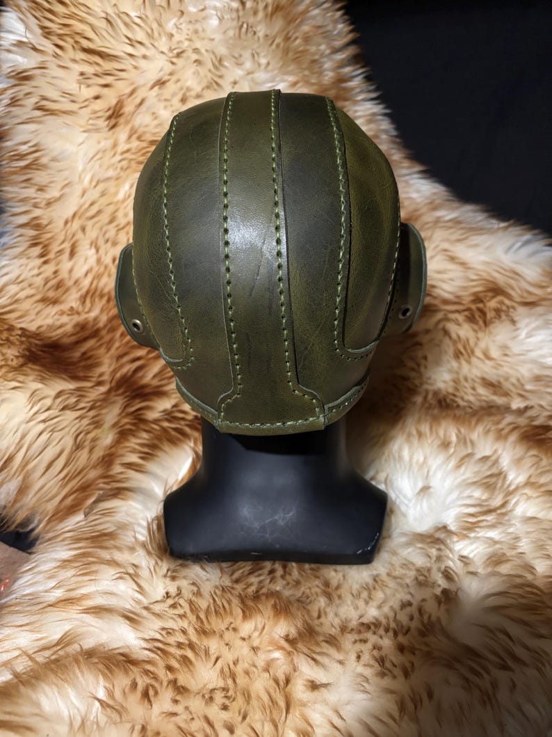 Ready to Ship Olive Green Aviator Cap Hood Genuine Leather Hand ...