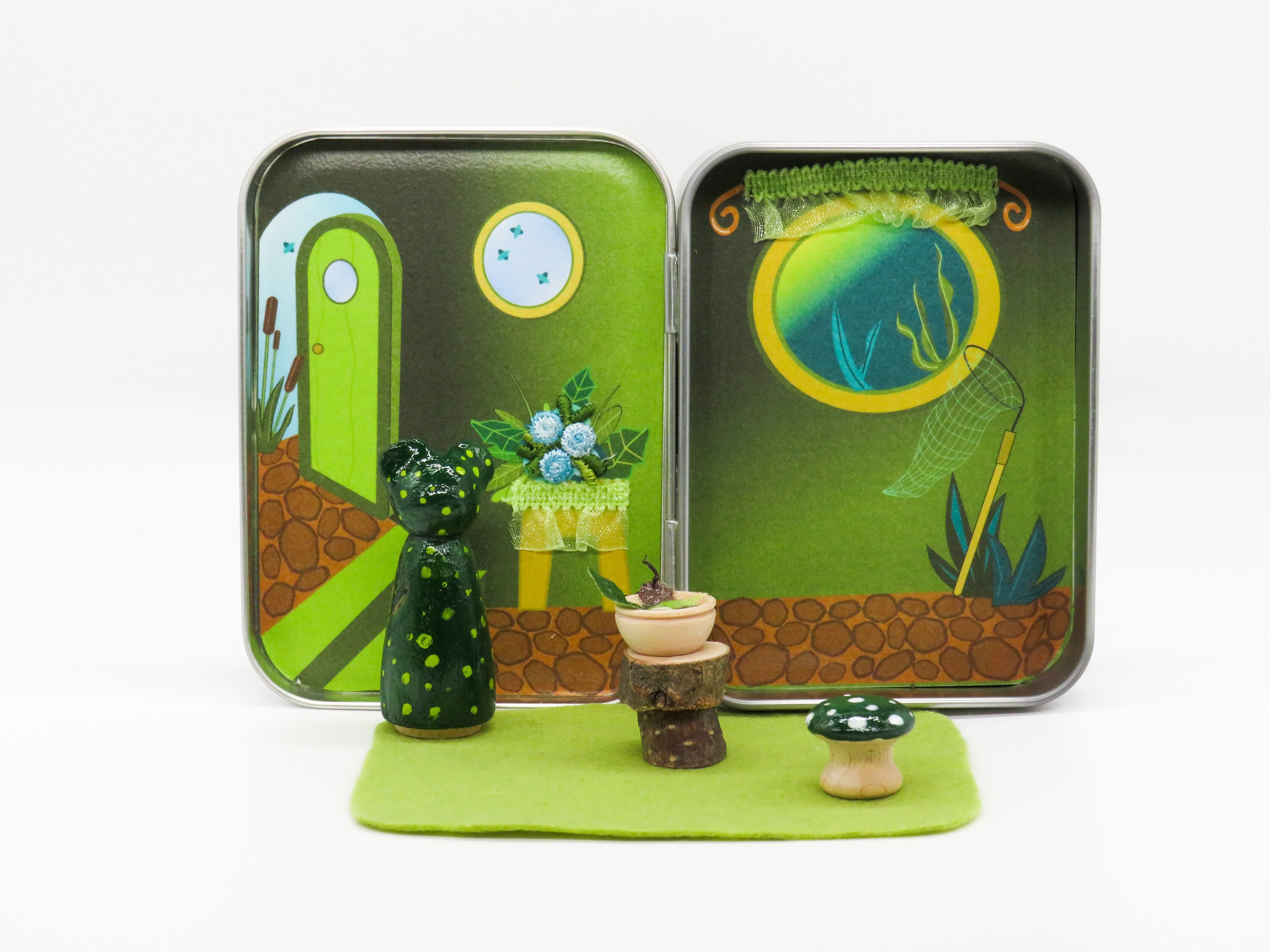 Amphibious home Frog Playset miniature doll peg doll toy | Etsy