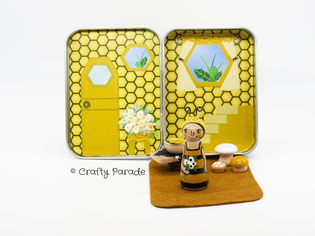 In the Beehive, Bee Playset, Bee Doll, Miniature Doll, Peg Doll, Toy ...