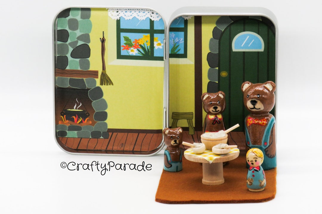 Handmade Goldilocks and the Three Bears Peg Doll Set:fairy Tale ...