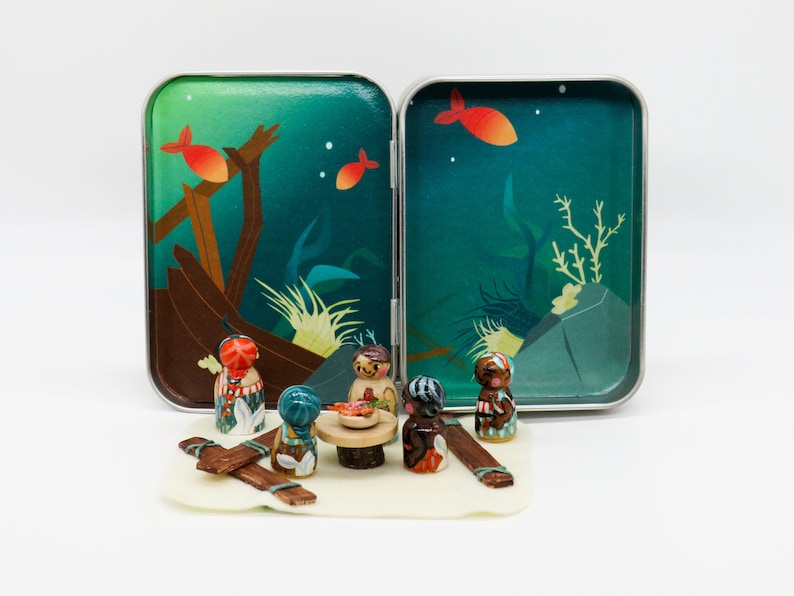 Sunken Ship Mermaid Playset: Handmade Miniature Tin Box Toy - Etsy