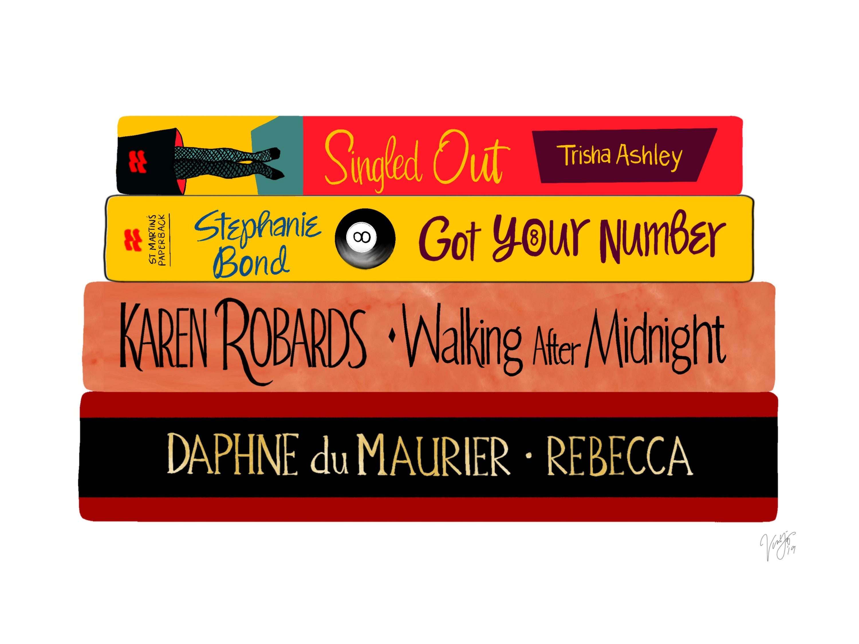 Custom Book Drawing Bookish Art Print Book Spine Art Book | Etsy