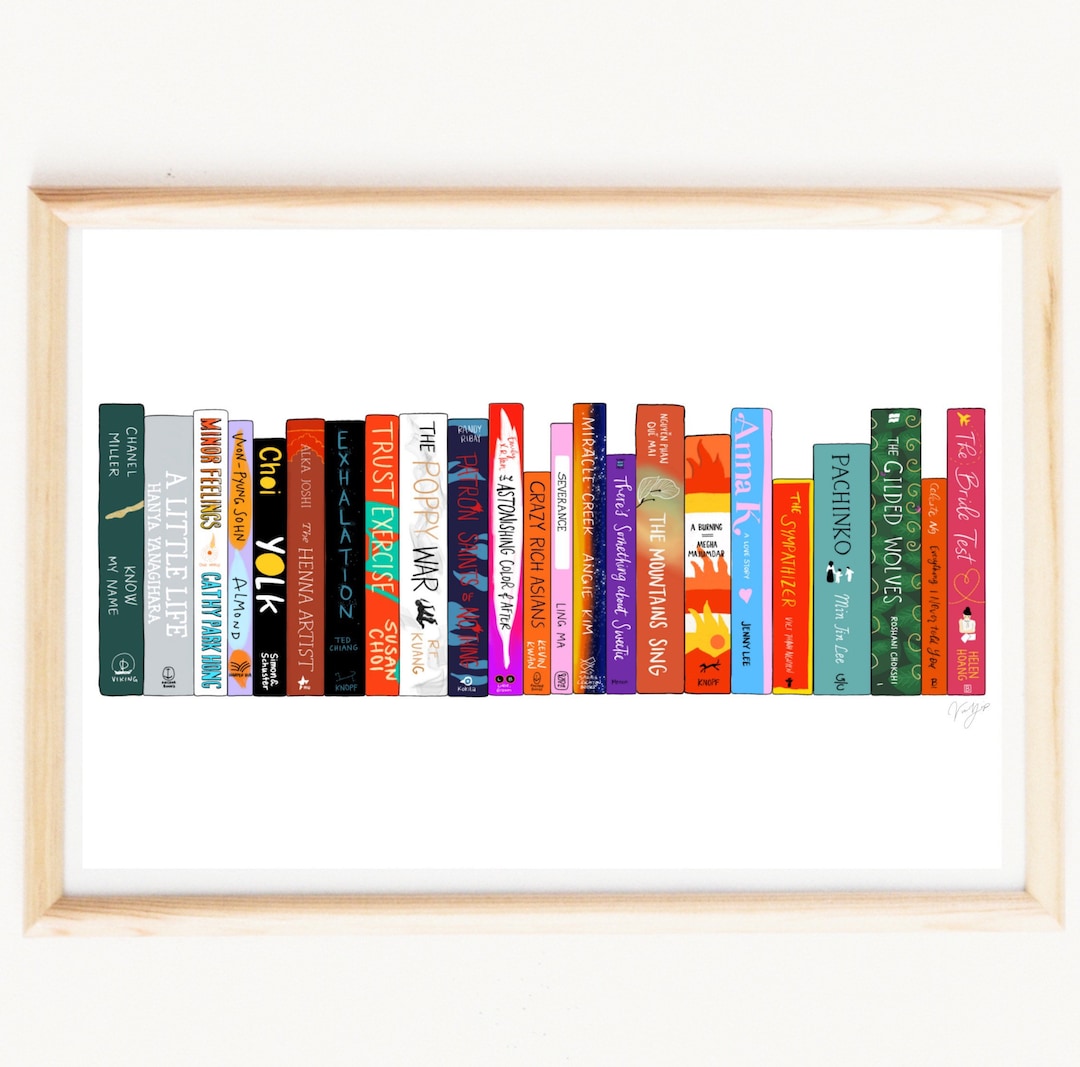 Bookish Art Print - Asian Author Bookstack | Book Club Gifts ...