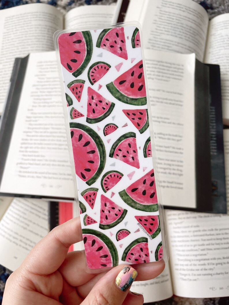 Fruit Bookmark Watermelon Art Fun Bookmark Summer Bookmark - Etsy