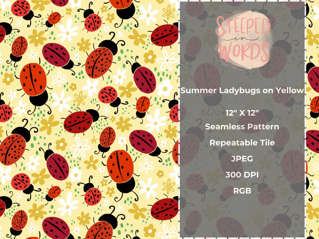 Summer Ladybugs Seamless Pattern – Digital Download | Ladybug ...