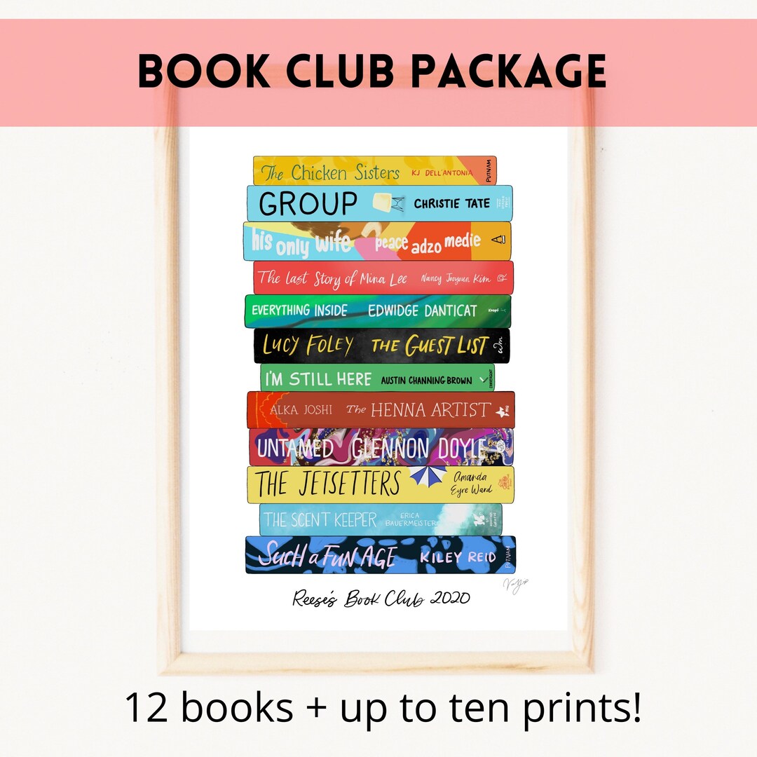 Custom Book Drawing, Book Club Gifts, Book Club Print, Gifts for Book ...
