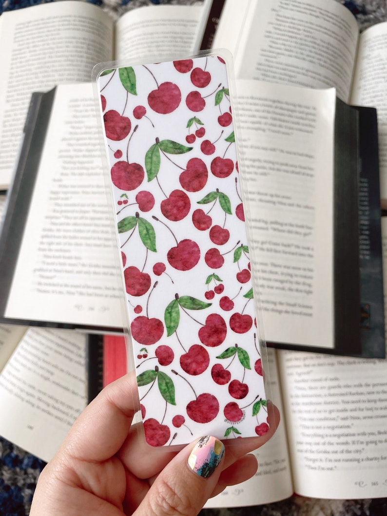 Fruit Bookmark Cherry Art Laminated Bookmark Fun Bookmark - Etsy