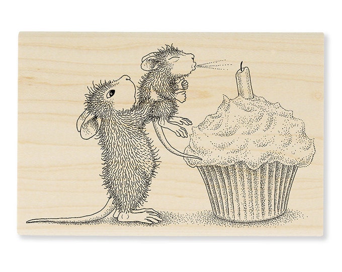 House Mouse Birthday Cupcake Rubber Stamp - Etsy