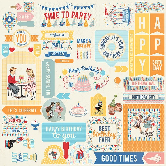 Authentique Paper 12x12 Hooray Cardstock Sticker Sheet Materials Paper ...