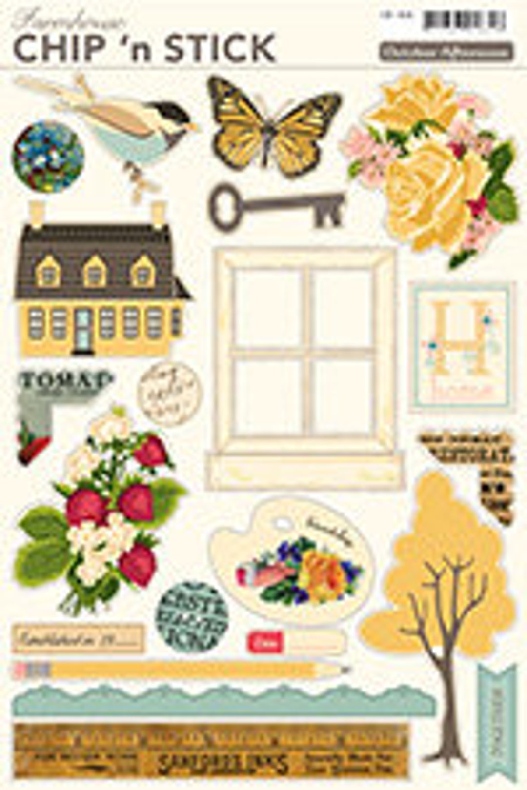 October Afternoon Farmhouse Chip & Stick Chipboard Stickers / Ephemera ...