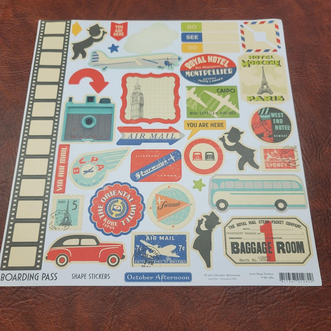 October Afternoon Boarding Pass Shape Stickers - Etsy