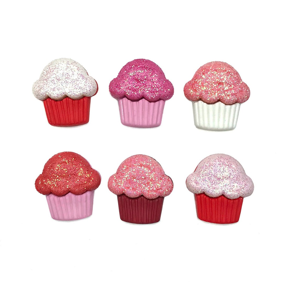 Buttons Galore Glitter Cupcake Buttons - Etsy UK