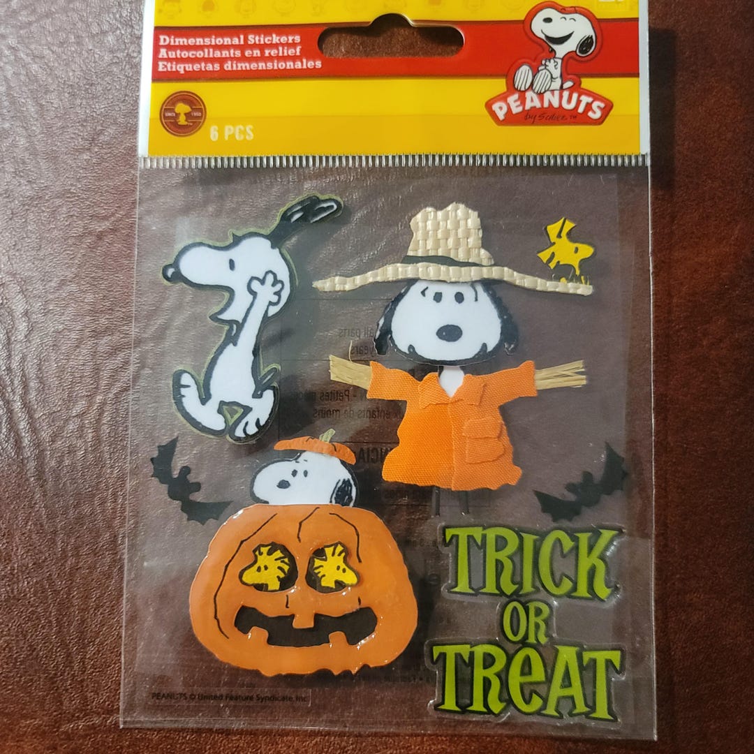 Peanuts 6pc Snoopy Scarecrow Dimensional Halloween Stickers Ephemera - Etsy