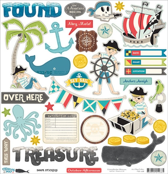 October Afternoon 12 X 12 Treasure Map Paper Collection Shape | Etsy