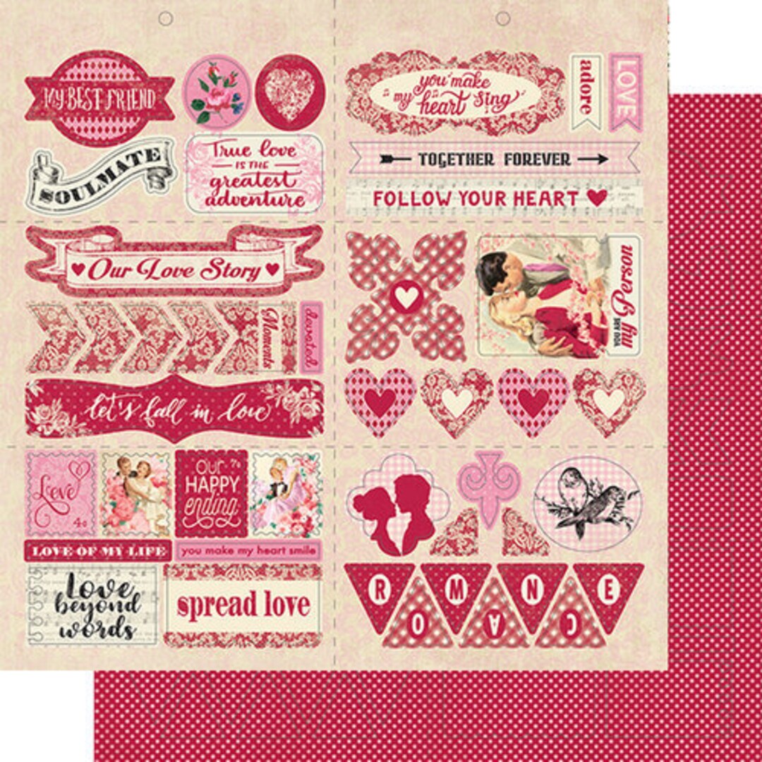 Authentique Paper 12x12 Romance Cardstock Die Cut Elements Ephemera - Etsy