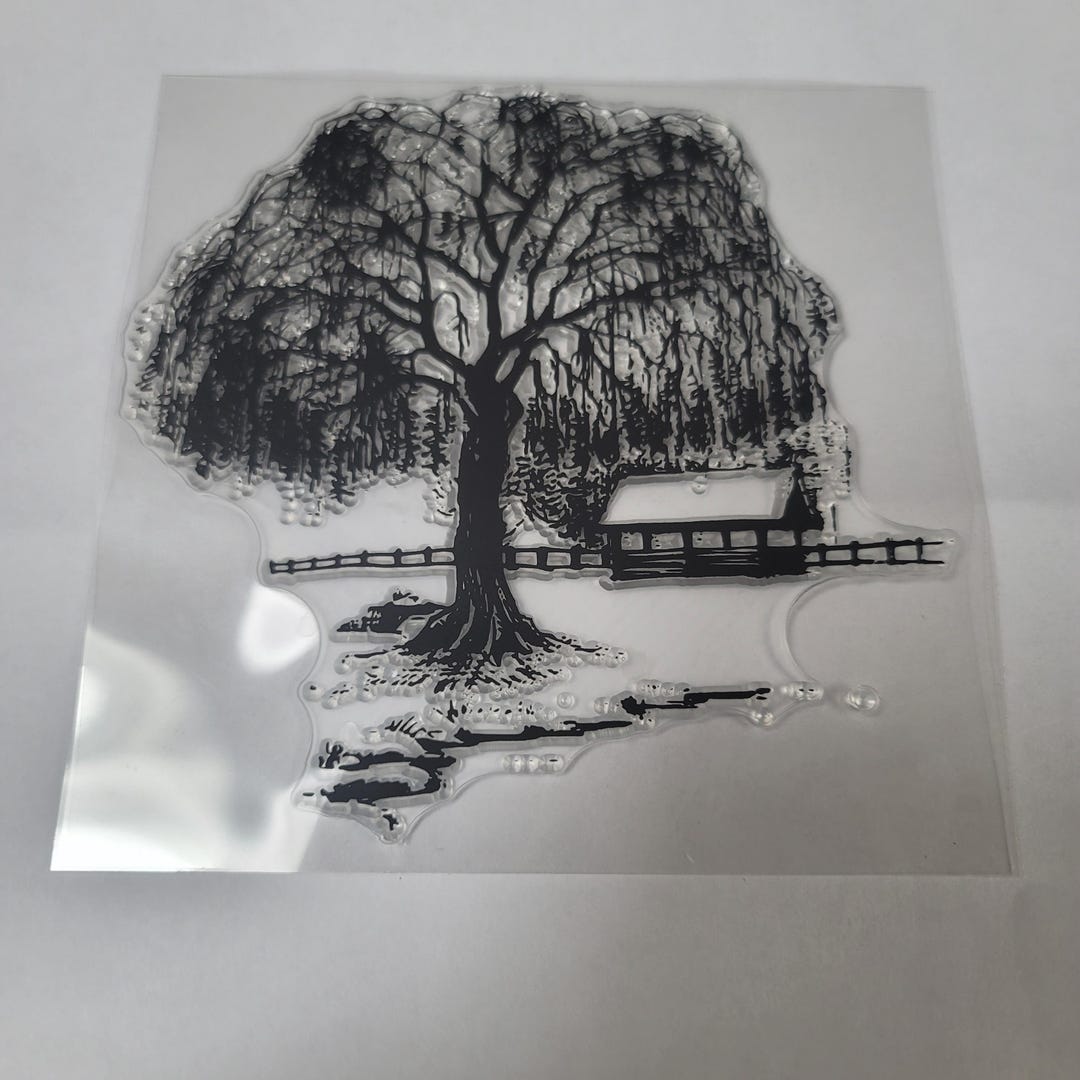 Clear Cling Weeping Willow Tree Cling Rubber Stamp - Etsy