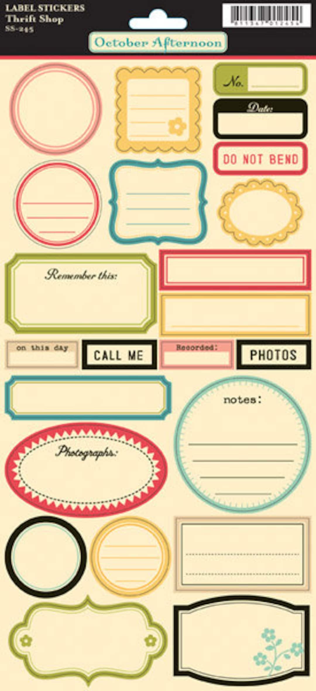 October Afternoon Thrift Shop Label Stickers - Etsy