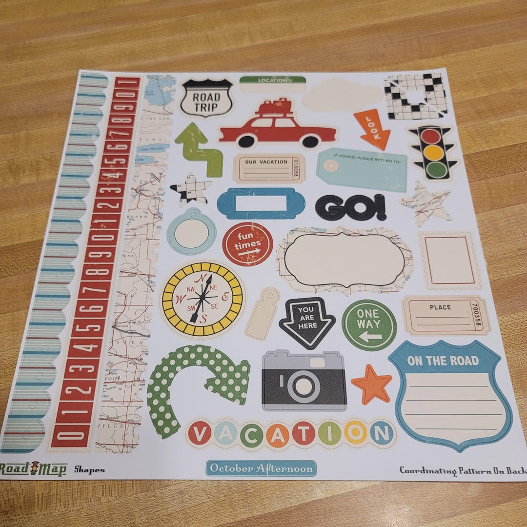 October Afternoon 12 X 12 Road Map Paper Collection Shapes - Etsy
